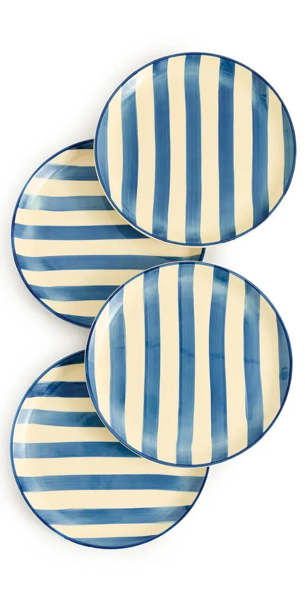 ZAFFERANO Dinner Plates Set Of 4 - Blue Stripe