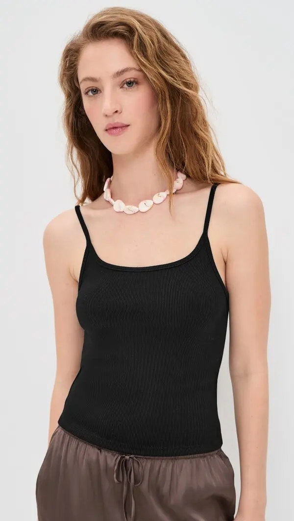 Donni. Ribbed Spaghetti Tank - Jet