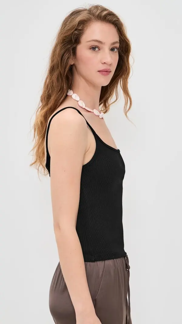 Donni. Ribbed Spaghetti Tank - Jet