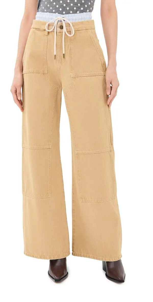 Monse Washed Double Waistband Wide Leg Jeans
