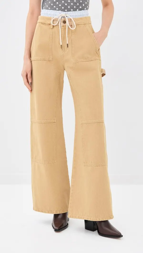 Monse Washed Double Waistband Wide Leg Jeans