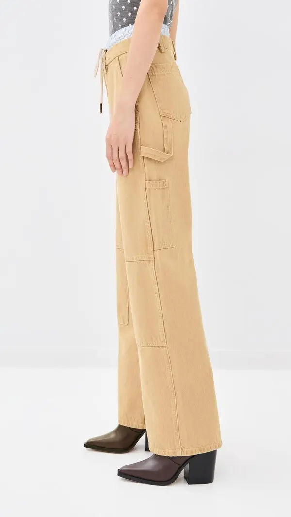 Monse Washed Double Waistband Wide Leg Jeans
