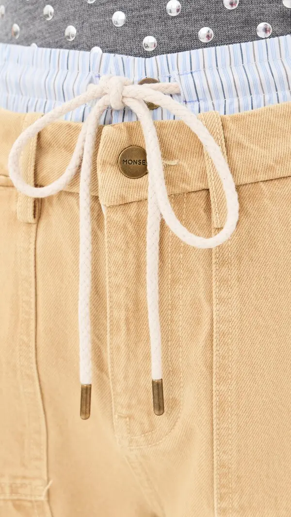 Monse Washed Double Waistband Wide Leg Jeans