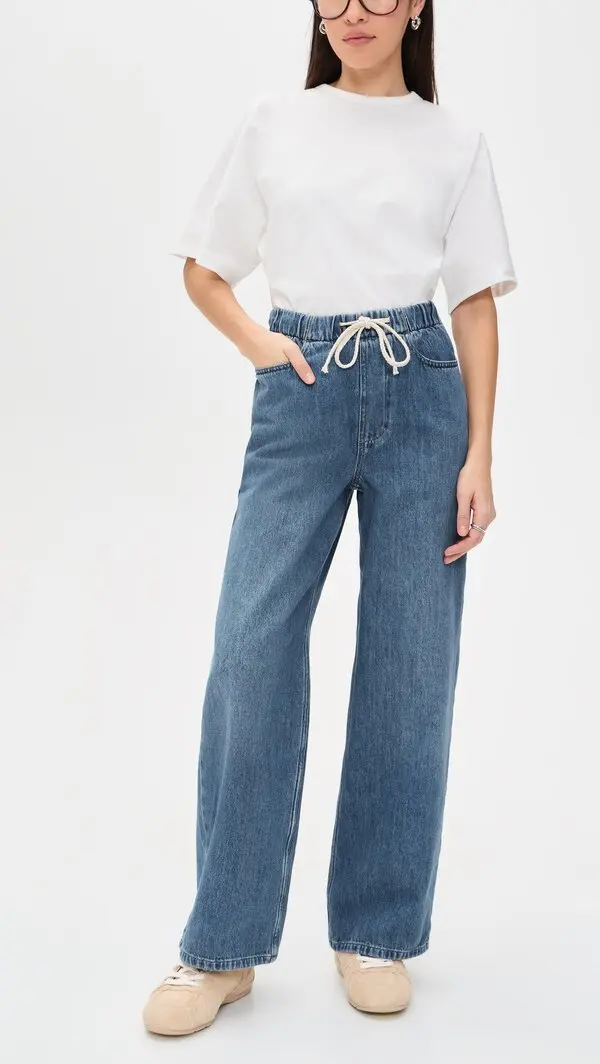 Marine Layer Drawstring Wide Leg Denim Pants