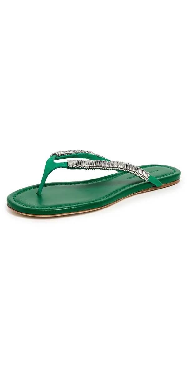 Christopher Esber Frida Pierced Suede Flip Flops - Malachite