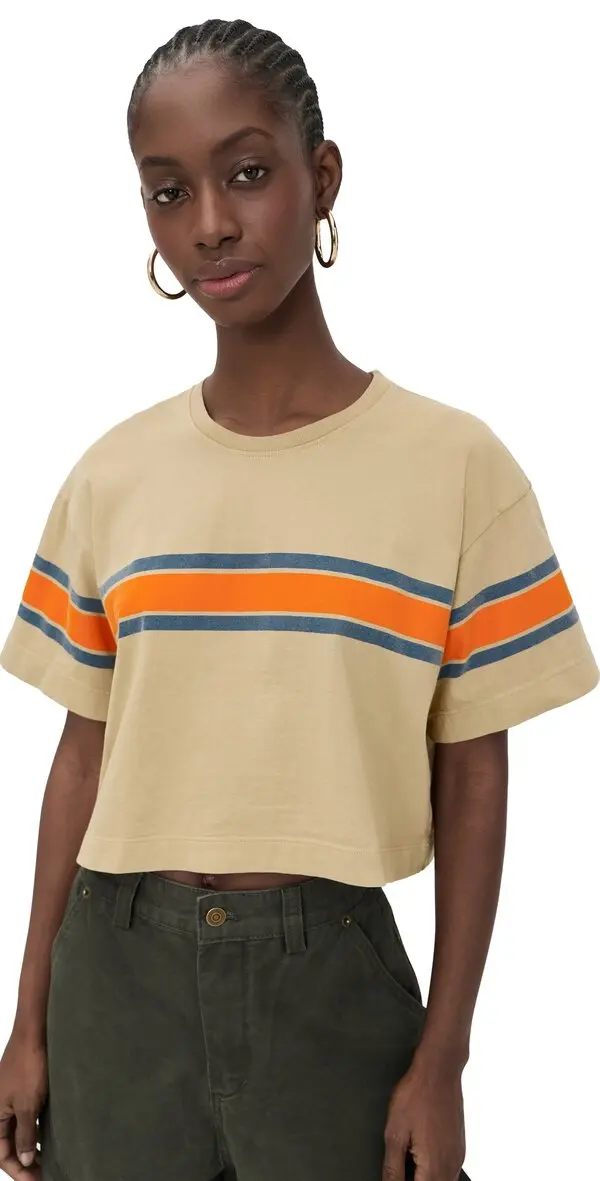 STATE & LAKE Striped Tee - Khaki