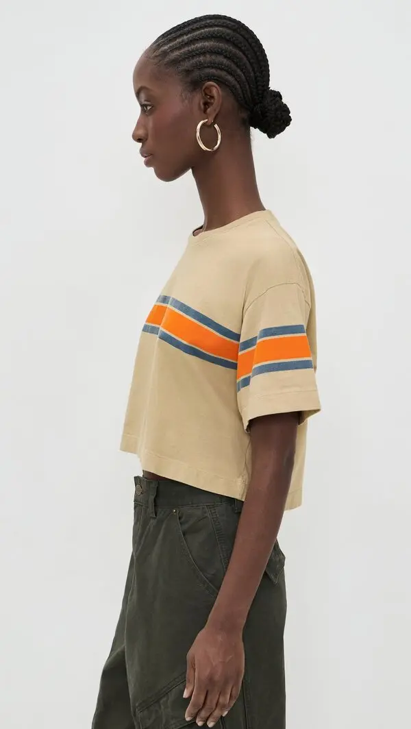STATE & LAKE Striped Tee - Khaki