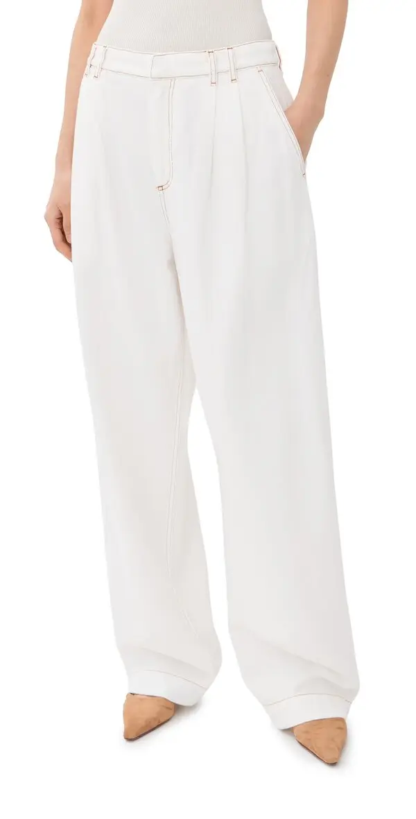 DARKPARK Pleat Front Wide Leg Jeans