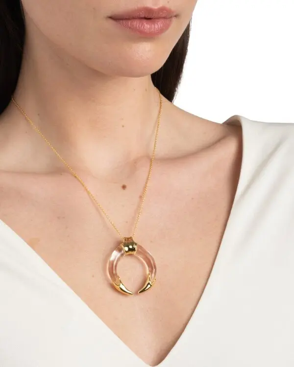 Alexis Bittar Gilded Tusk Lucite Pendant Necklace - Gold