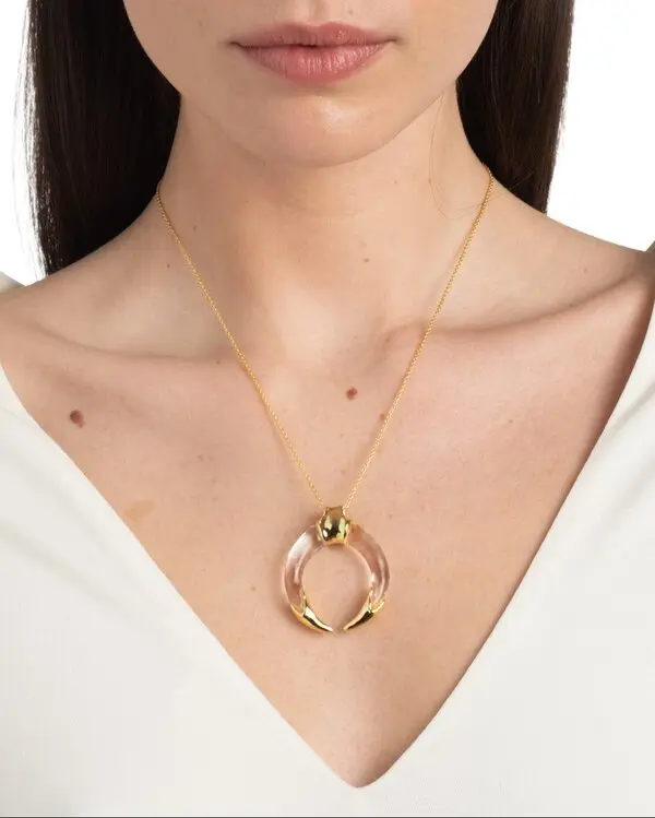 Alexis Bittar Gilded Tusk Lucite Pendant Necklace