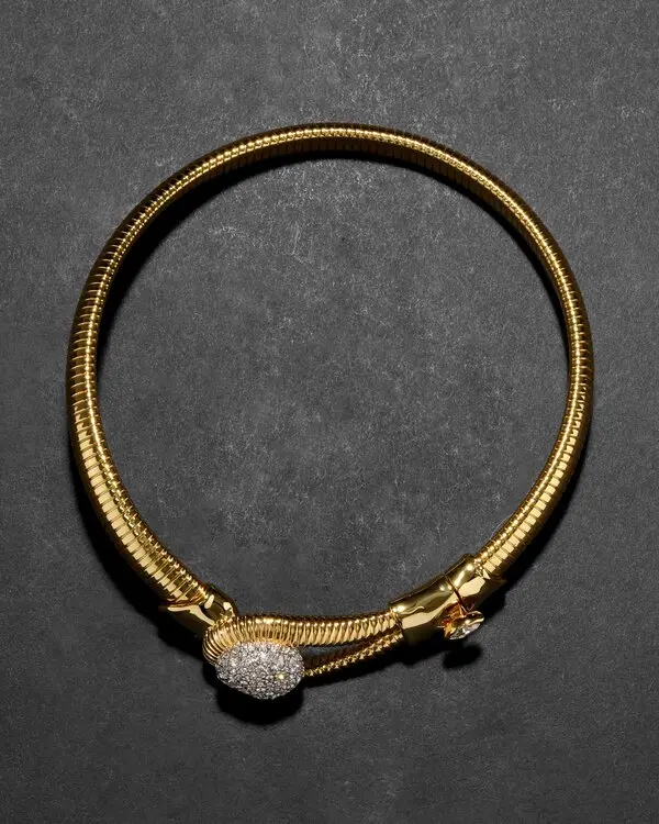 Alexis Bittar Solanales Crystal Pebble Collar Necklace - Gold