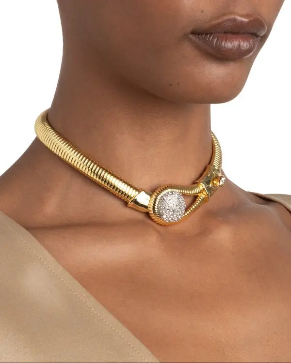 Alexis Bittar Solanales Crystal Pebble Collar Necklace - Gold