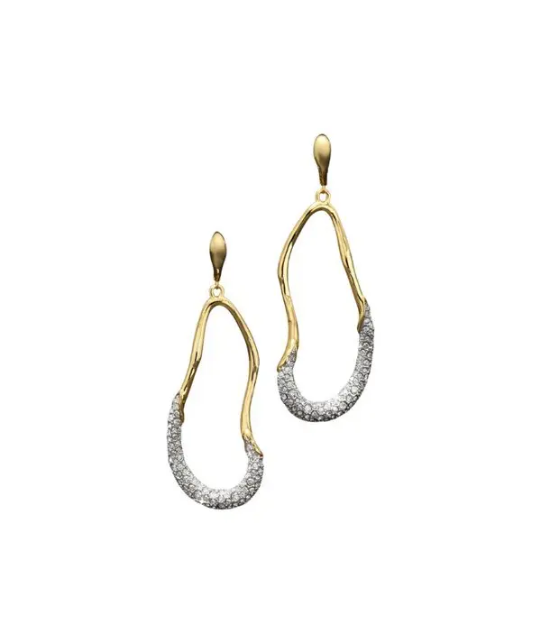 Alexis Bittar Solanales Crystal Curve Leverback Drop Earrings - Gold
