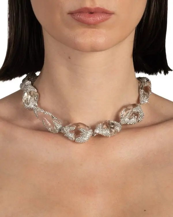 Alexis Bittar Lake Lucite Riviera Necklace - Silver