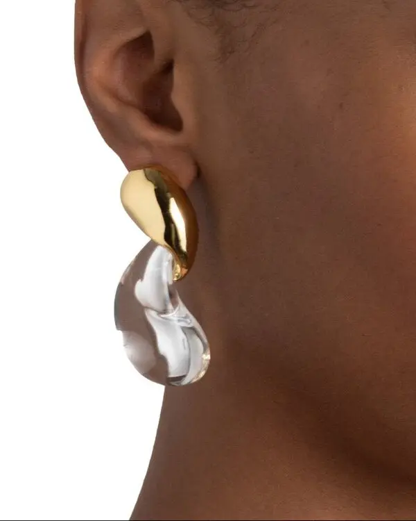 Alexis Bittar Liquid Lucite Modernist Earrings - Gold