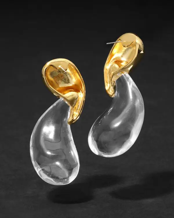 Alexis Bittar Liquid Lucite Modernist Earrings - Gold