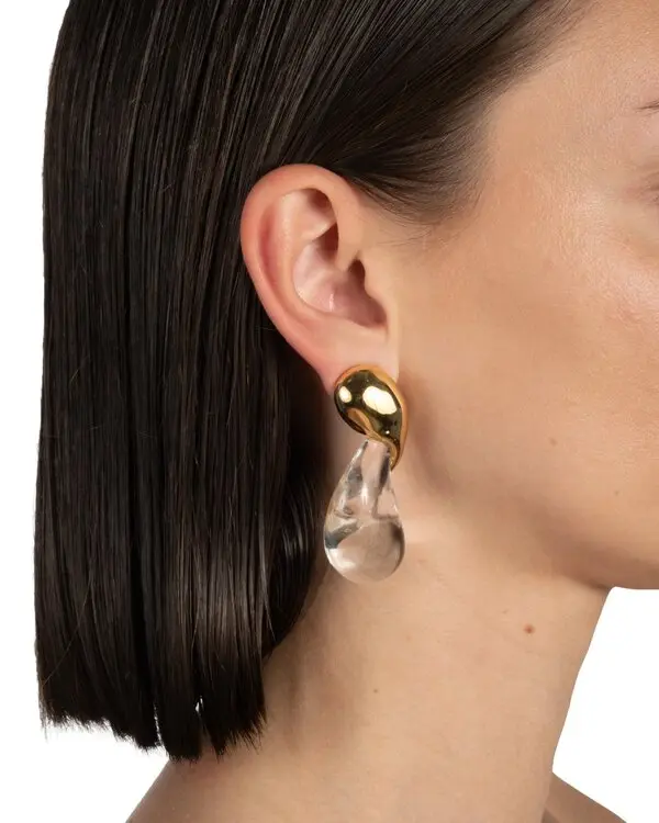 Alexis Bittar Liquid Lucite Modernist Earrings - Gold