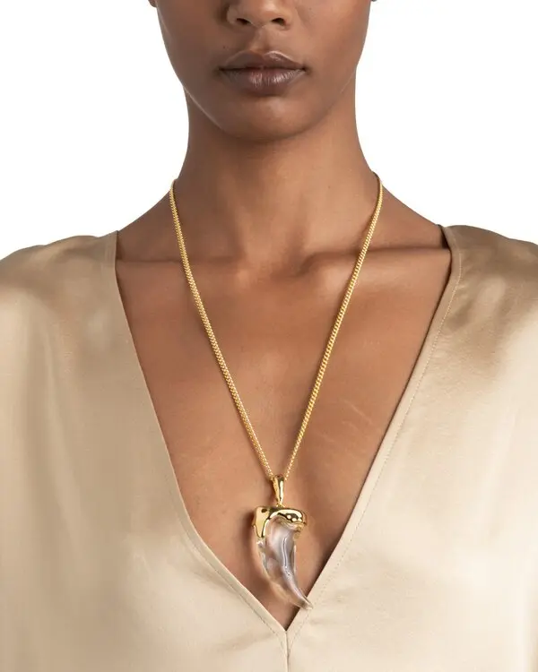 Alexis Bittar Liquid Lucite Horn Pendant Necklace - Gold