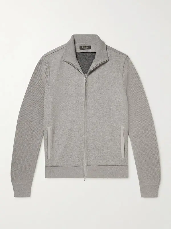 Loro Piana Suede-trimmed Cashmere-blend Zip-up Cardigan