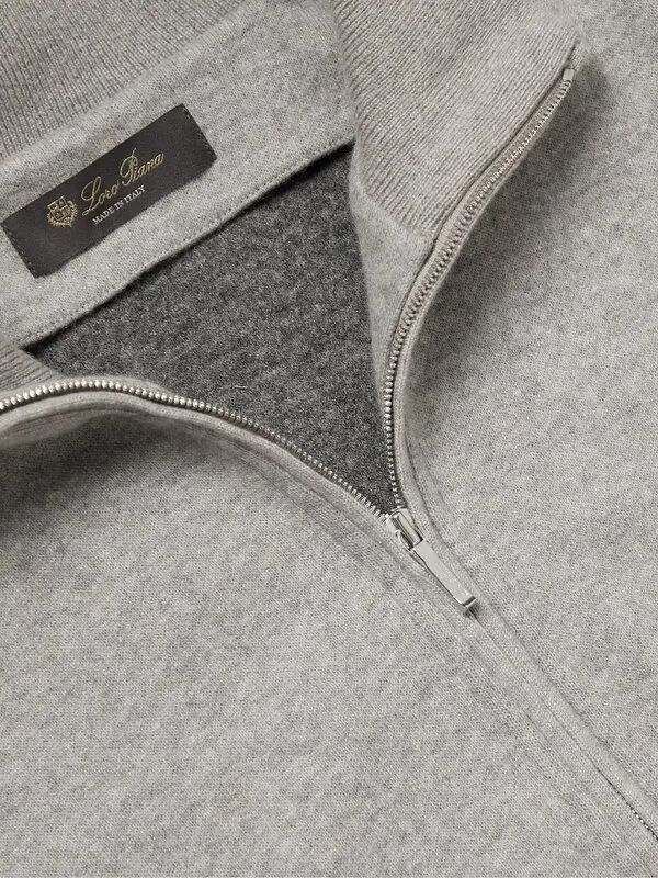 Loro Piana Suede-trimmed Cashmere-blend Zip-up Cardigan