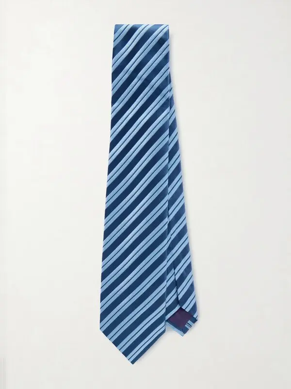 Charvet Silk Striped Tie - Blue