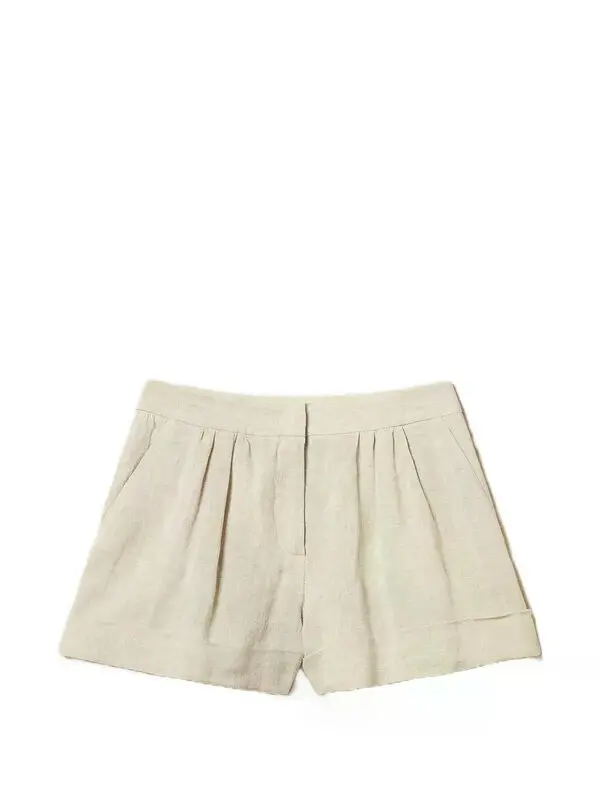 TWINSET Pleated Linen-blend Shorts