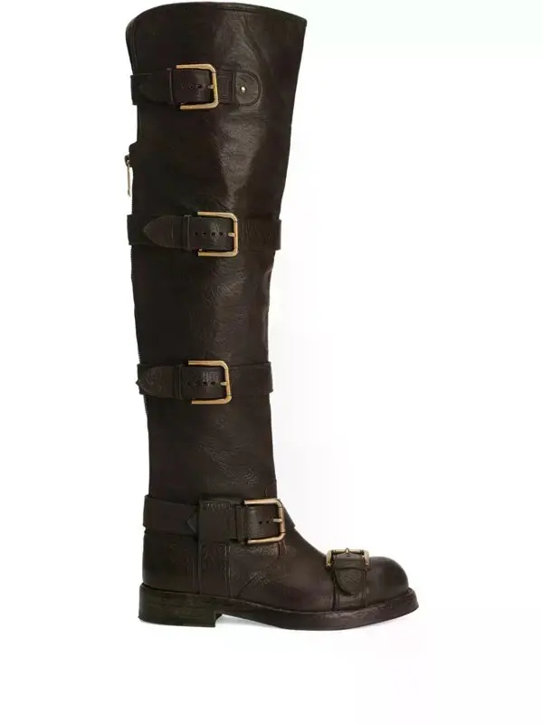 Dolce & Gabbana Buckle-strap Boots - Brown