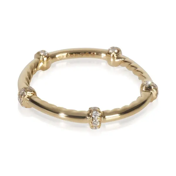 David Yurman 18k Yellow Gold Diamond Cable Stacking Ring - Yellow_gold