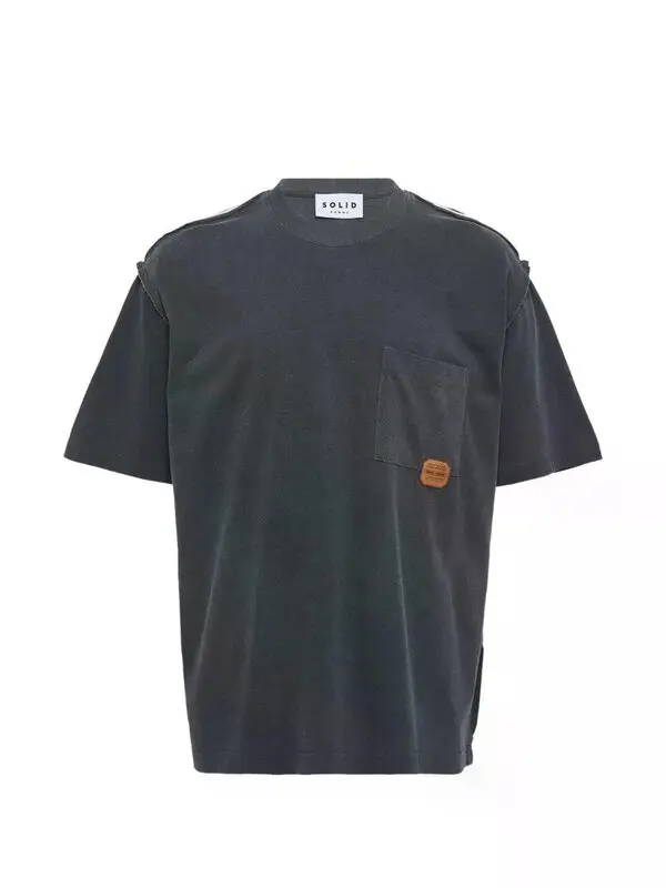 SOLID HOMME Logo-patch T-shirt - Grey