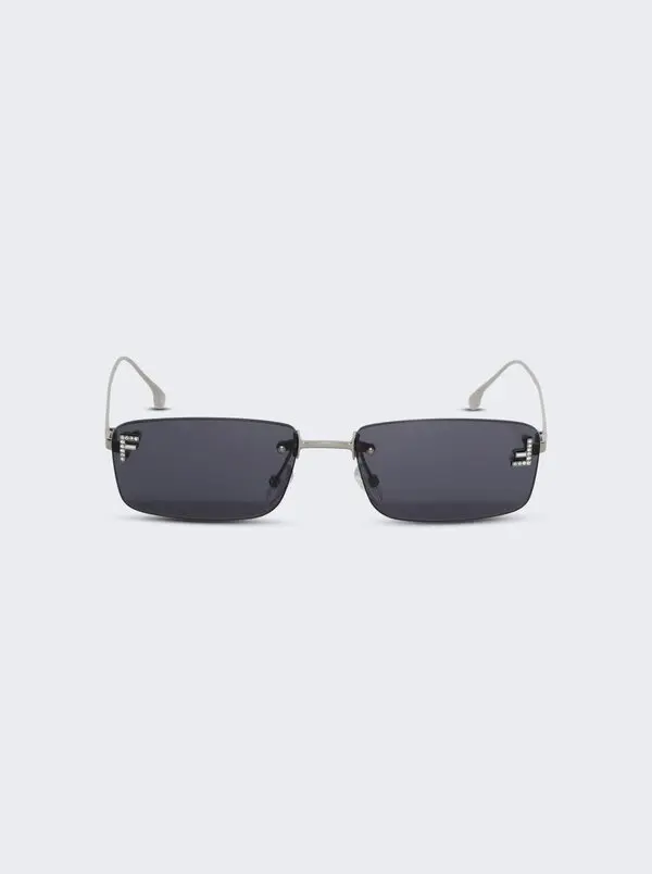 Fendi First Crystal Rimless Rectangle Sunglasses - Blue