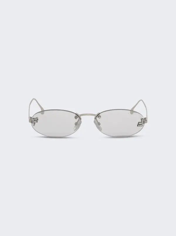 Fendi First Crystal Shiny Palladium Sunglasses - White