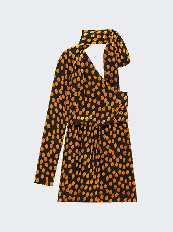 Saint Laurent One-shoulder Mini Dress - Orange