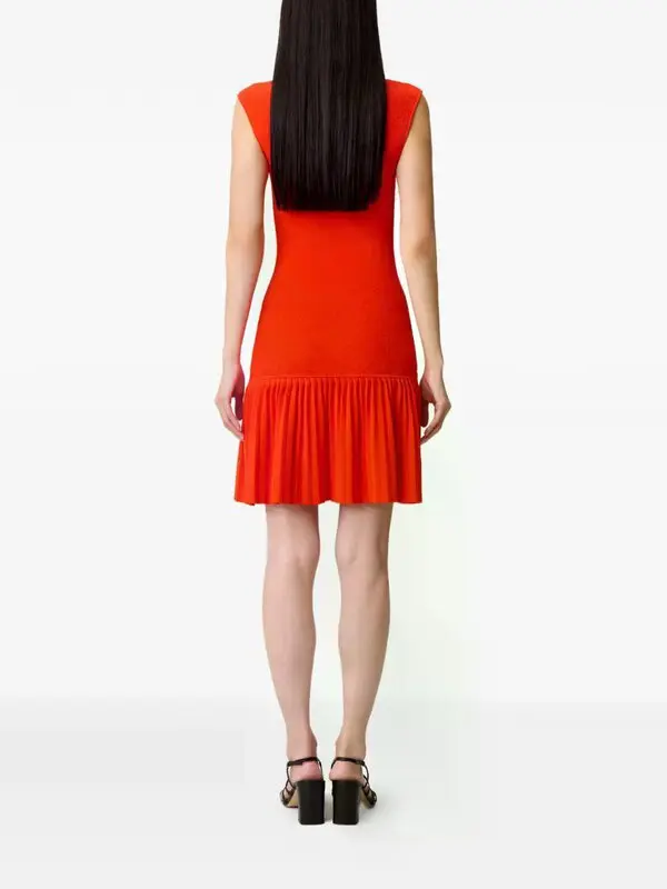 Claudie Pierlot Sleeveless Textured Knit Pleated Mini Dress - Red