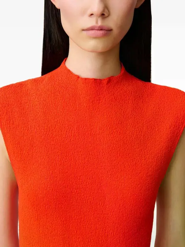Claudie Pierlot Sleeveless Textured Knit Pleated Mini Dress - Red