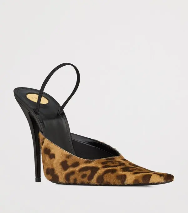Saint Laurent Pony Hair Tulleries Slingback Pumps - Brown