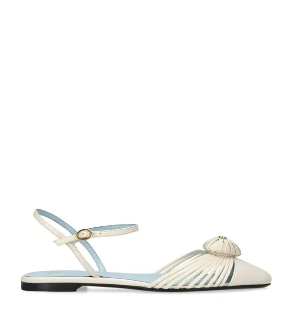 Valentino Garavani Leather Royal Vlogo Flat Sandals - White