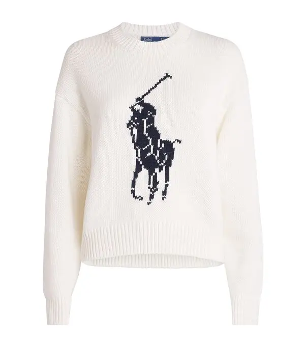 Polo Ralph Lauren Jacquard Polo Pony Sweater - White