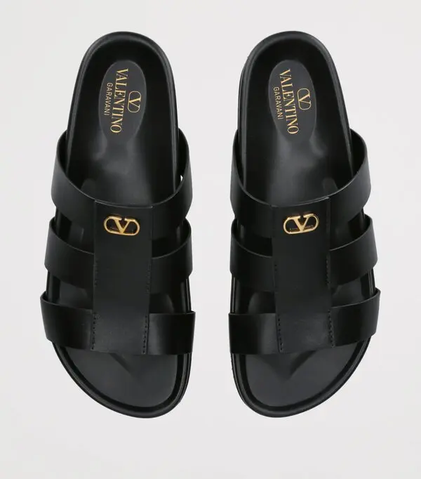 Valentino Garavani Leather Studshield Slides