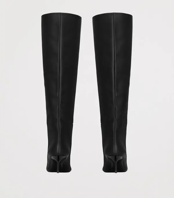 Saint Laurent Leather Victorie Knee-high Boots 55 - Black