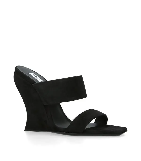 Alaïa Suede Wedge Mules 110 - Black