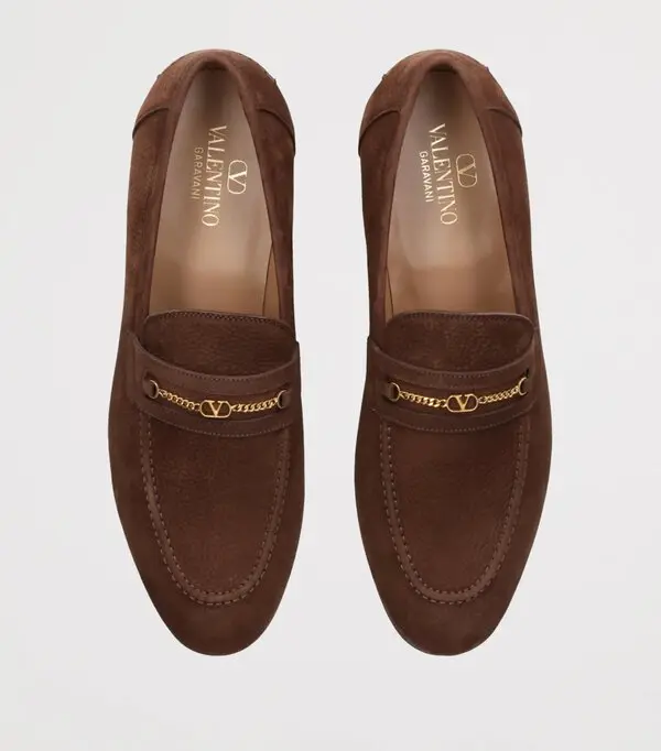 Valentino Garavani Pebbled Suede Vlogo 2.0 Loafers