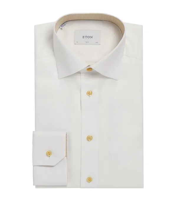 Eton Cotton Semi Solid Slim-fit Shirt - White