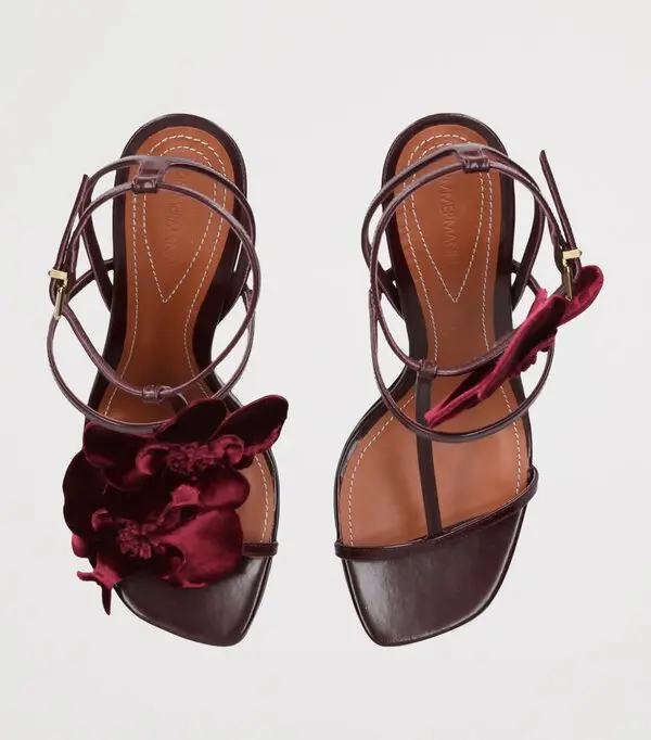 Zimmermann Leather Orchid Heeled Sandals - Red