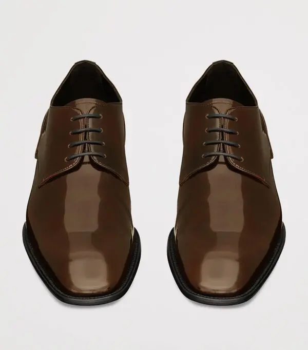Saint Laurent Patent Leather Stanton Derby Shoes - Brown