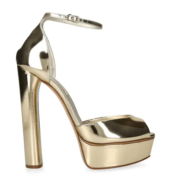Casadei Leather Flora Platform Heels 140 - Gold