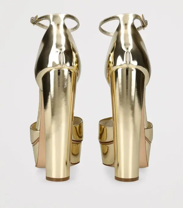 Casadei Leather Flora Platform Heels 140 - Gold