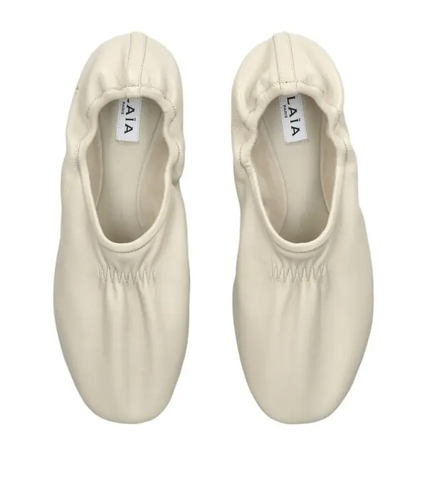 Alaïa Leather Scrunched Ballet Flats - Beige