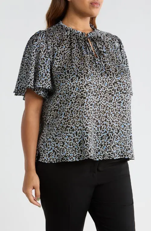 Vince Camuto Floral Tie Neck Top