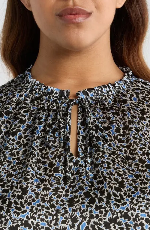 Vince Camuto Floral Tie Neck Top