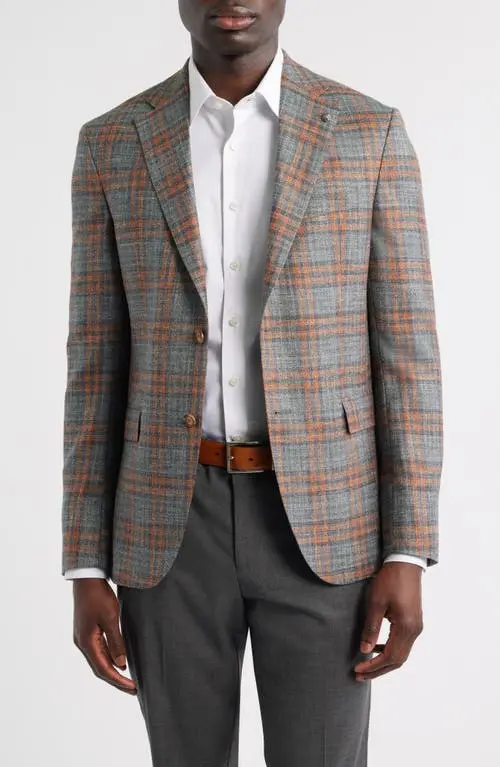 JACK VICTOR Mcallen & Orange Plaid Soft Constructed Sport Coat
